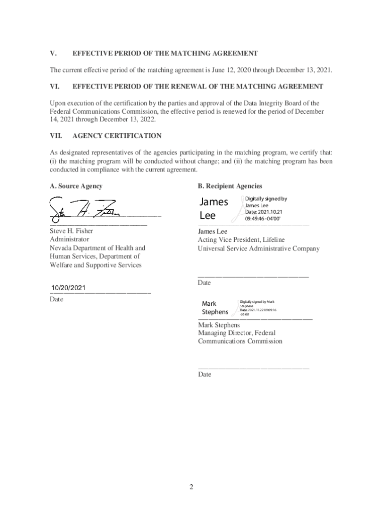 Fillable Online 1 RENEWAL OF COMPUTER MATCHING AGREEMENT BETWEEN ... Fax Email Print - pdfFiller