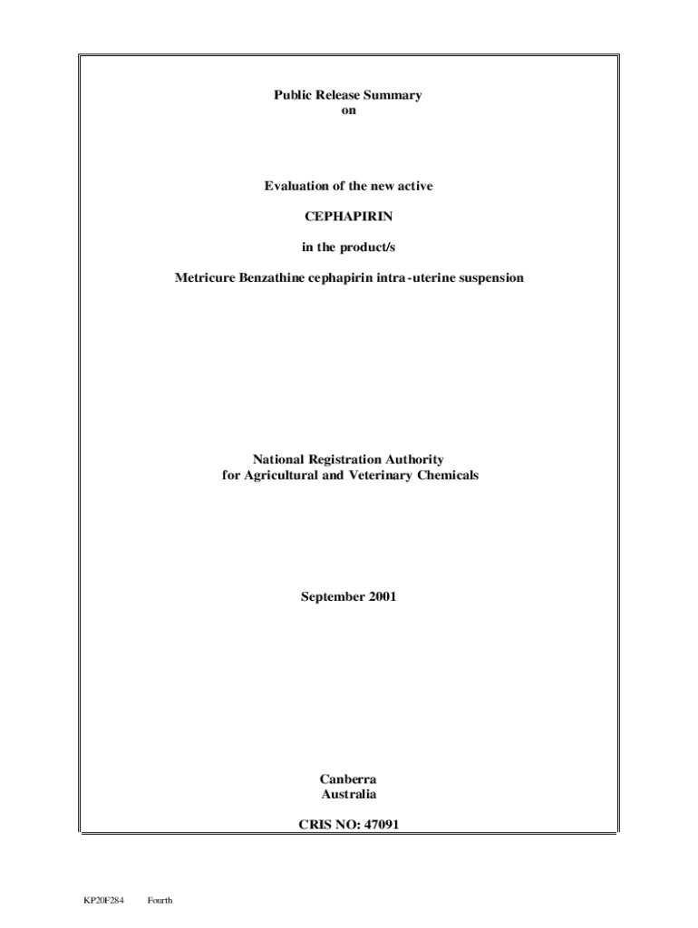 Fillable Online apvma gov apvma.gov.au14126-prs-cephapirinPublic ...