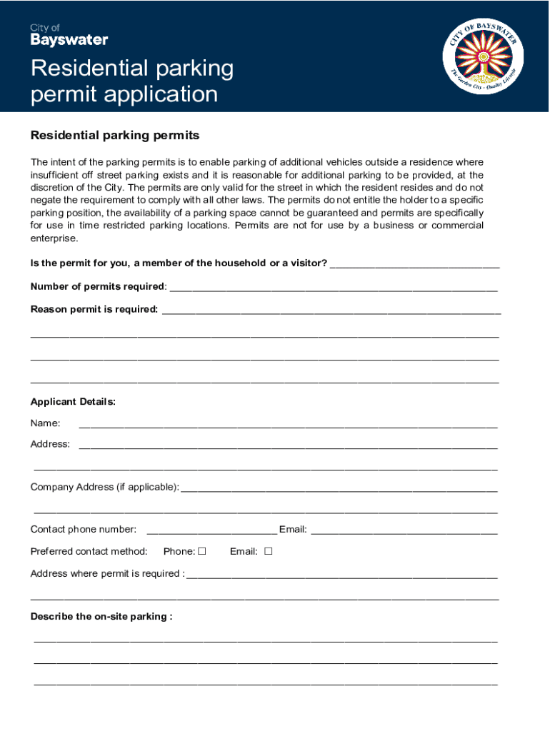 Fillable Online www.bayswater.wa.gov.au getattachment CommunityResidential parking permit ...
