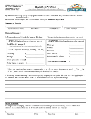 Fillable Online HARDSHIP FORM Fax Email Print - pdfFiller