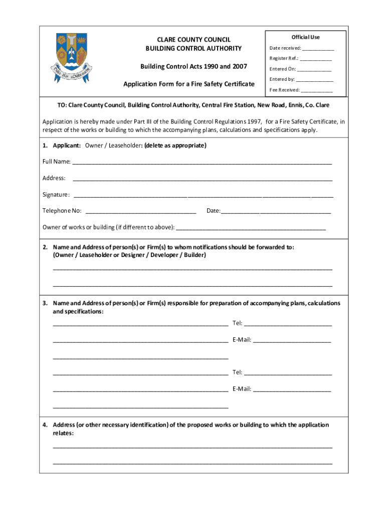 Fillable Online Fire Safety Certificate Form - 2021 Fax Email Print ...