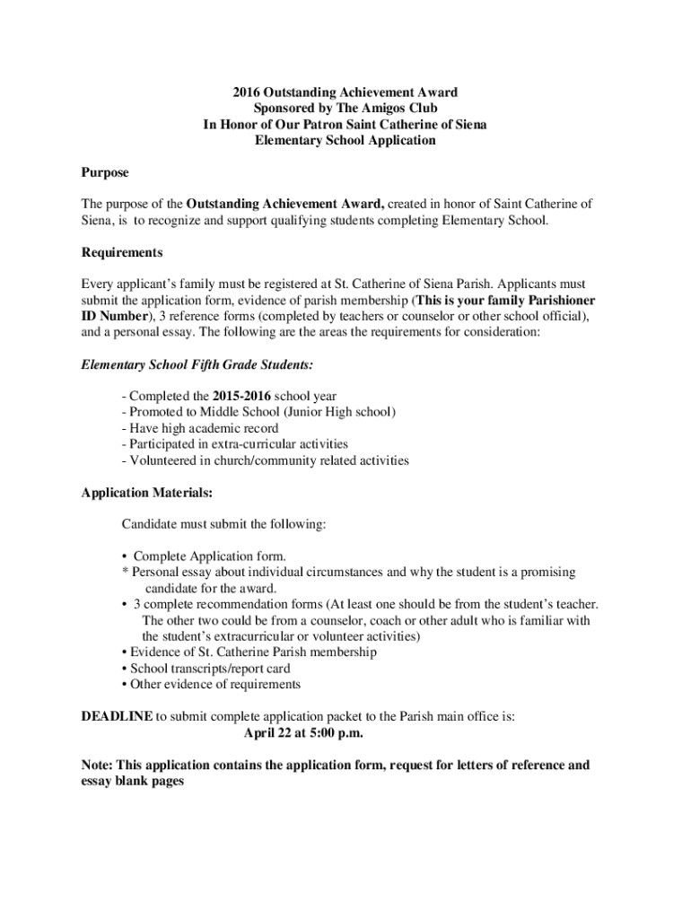 Fillable Online 2016 Elementary School Application (5 Fax Email Print ...