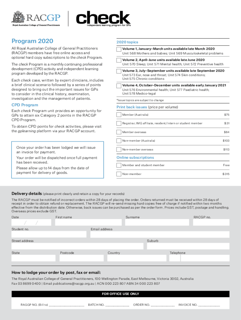 Fillable Online www.racgp.org.auRACGP - The Royal Australian College of ...