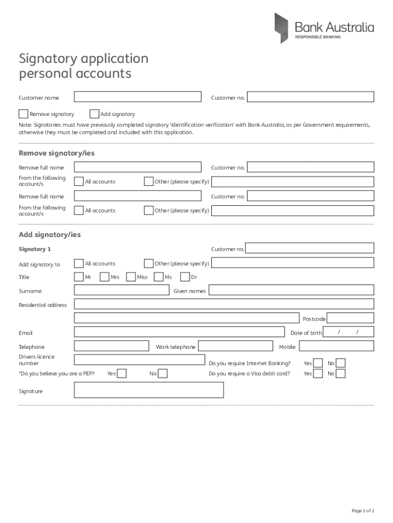 Fillable Online Authorized Signers on Business Bank AccountsSignature ...
