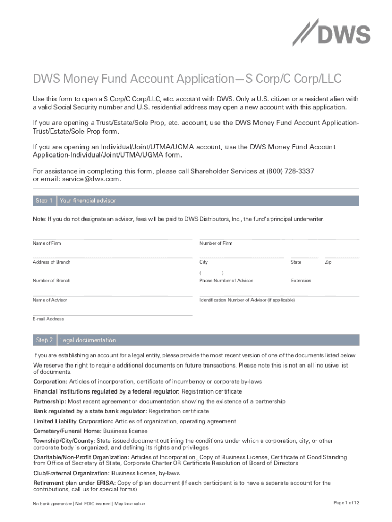 Fillable Online www.dws.comglobalassetscioNew Account Application Class ...