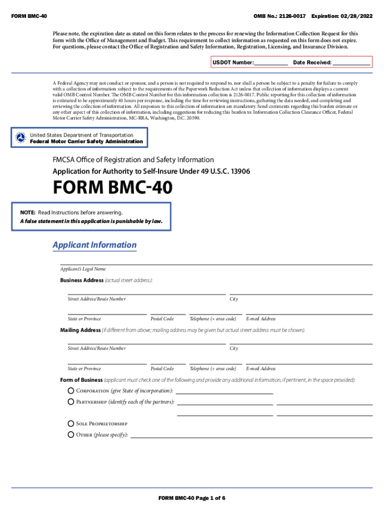 Fillable Online www.pdffiller.com568128963--FMCSA-Form-BMC-40-Fillable ...