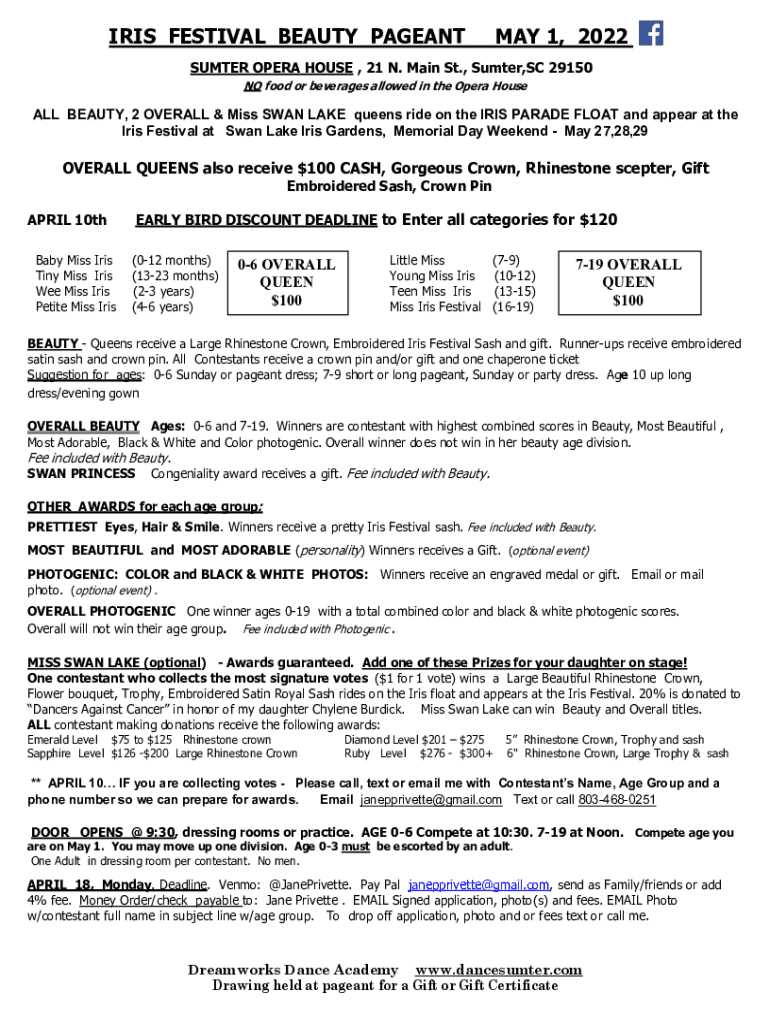 Fillable Online www.facebook.comIRIS-FESTIVAL-BEAUTY-PAGEANTIRIS ...