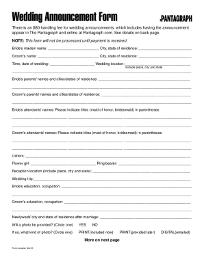 Fillable Online pantagraph.comcontenttncmsAnniversary Announcement Form ...