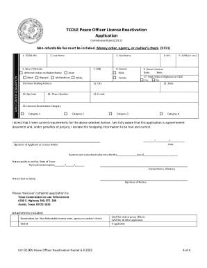 Fillable Online www.tcole.texas.govsitesdefaultPeace Officer ...