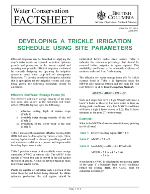 Fillable Online www2.gov.bc.caassetsgovDeveloping a Trickle Irrigation Schedule Using Site ...