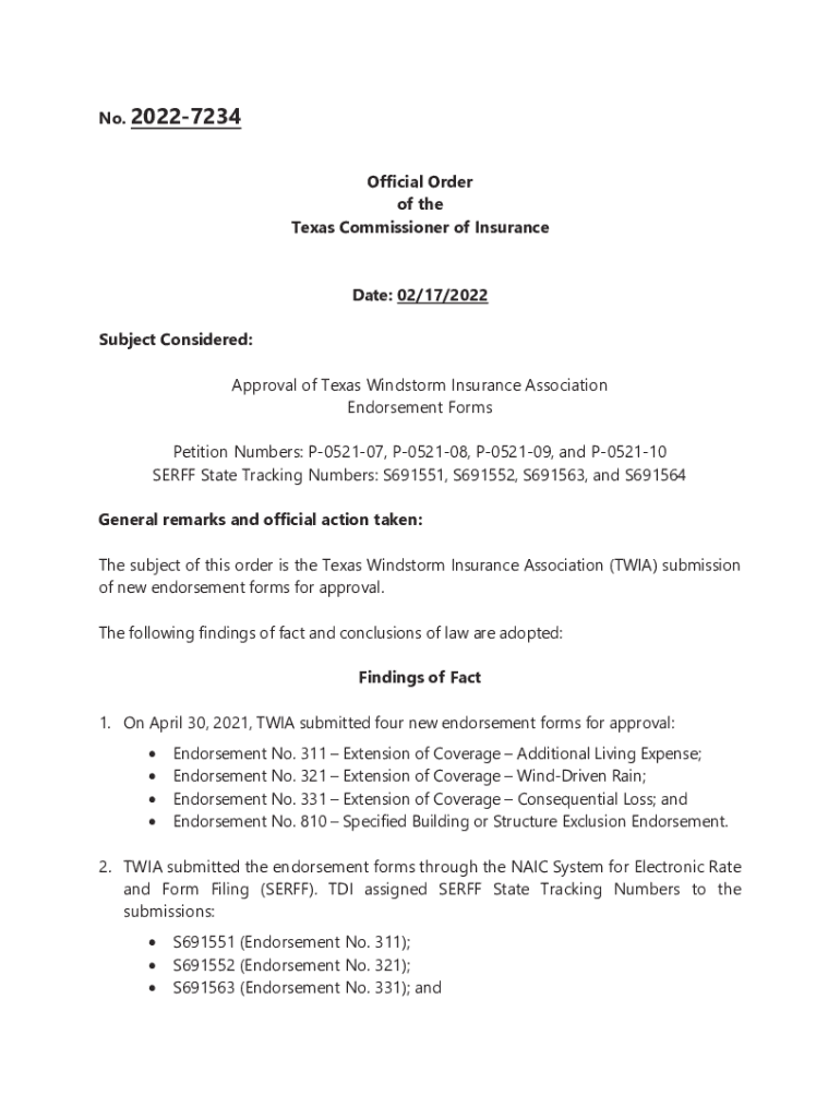 Fillable Online www.tdi.texas.govcommissionercodeLinks to TDI codes and ...