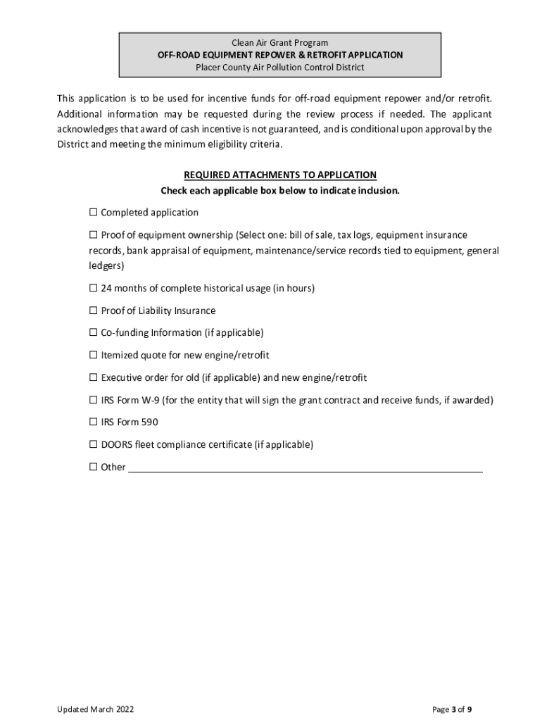 Fillable Online Off-Road Equipment Repower & Retrofit Application Fax ...