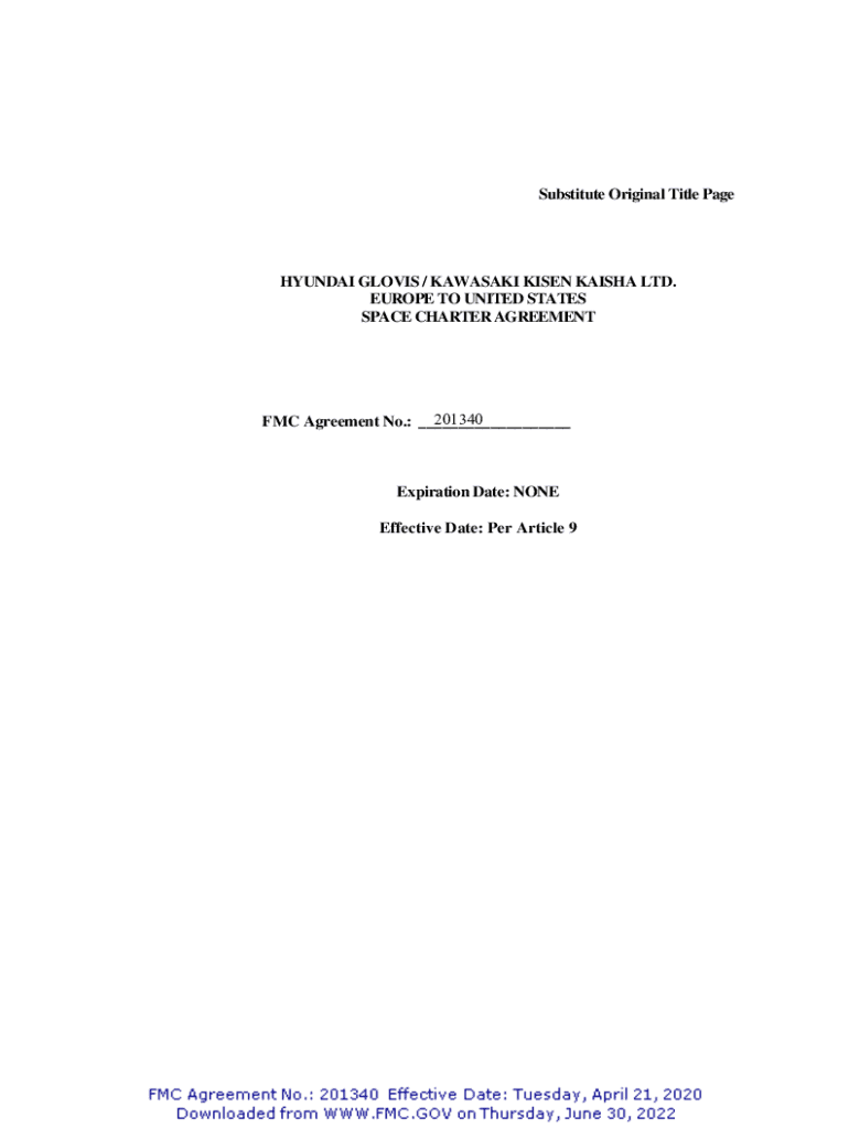 Fillable Online www2 fmc FMC Filing Agreement Glovis - K Line Fax Email ...