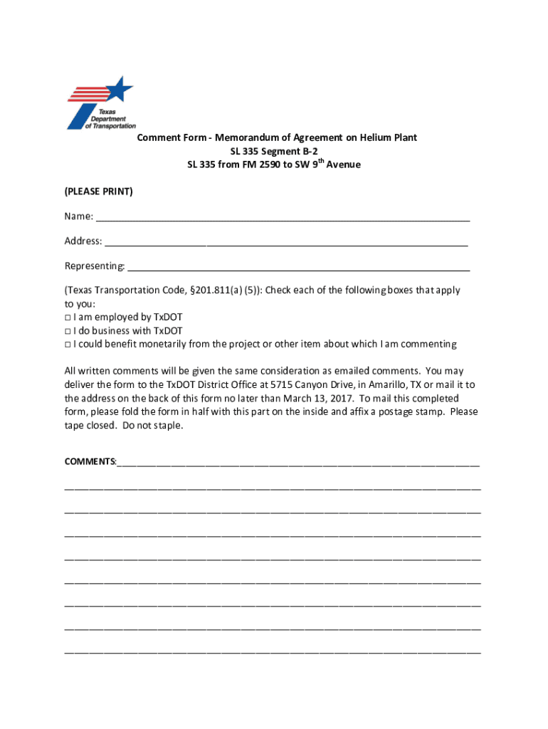 Fillable Online ftp txdot www.lawinsider.comclausememorandum-of ...