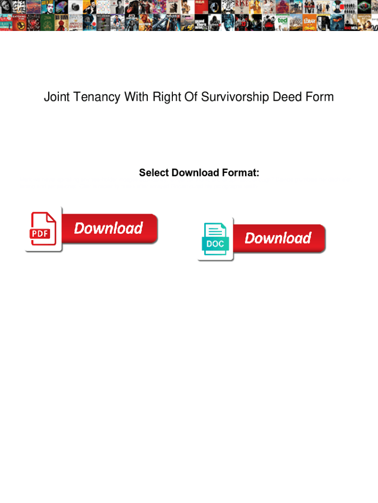 Fillable Online Joint Tenancy With Right Of Survivorship Deed Form ...