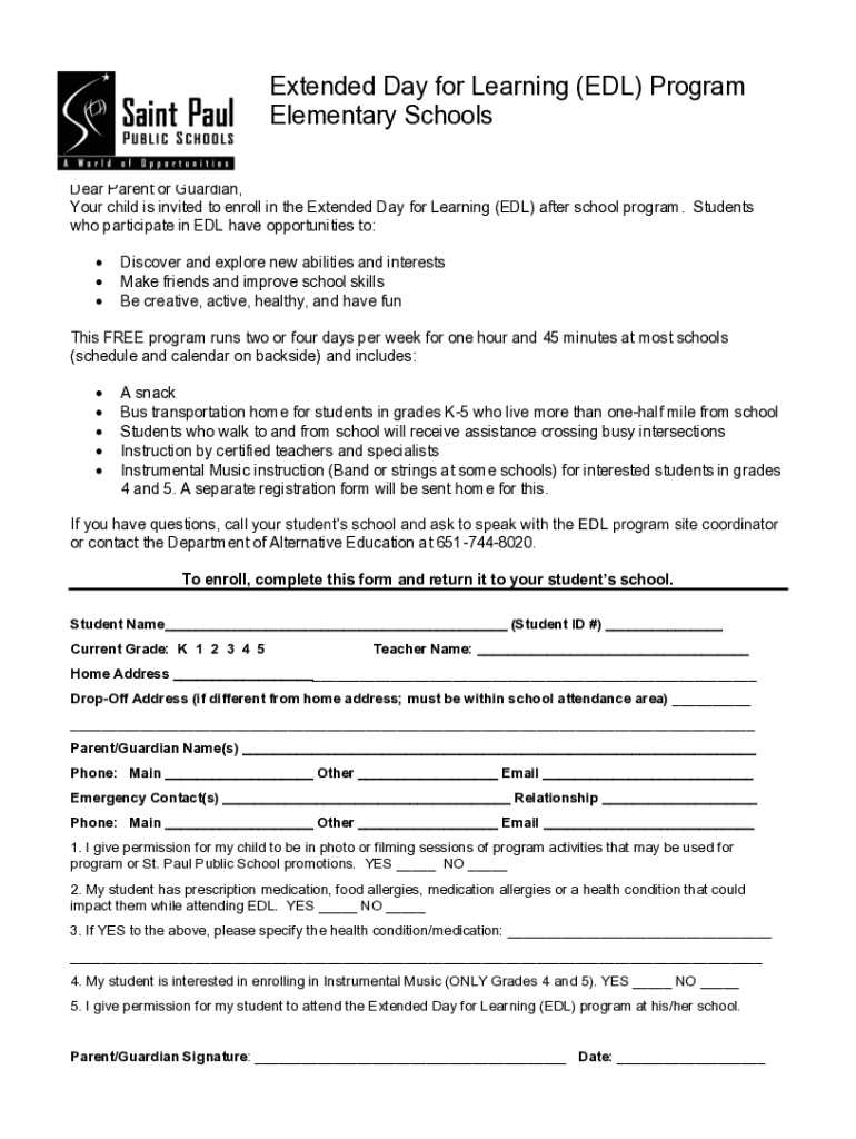 Fillable Online 201819 EDL Elementary Registration Form ...
