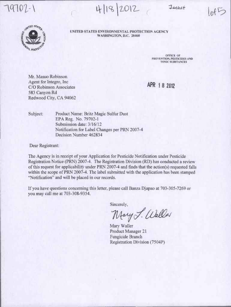 Fillable Online US EPA, Pesticide Product Label, BRITZ MAGIC SULFUR ...