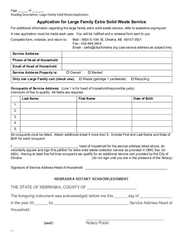 Fillable Online Solid Waste Management Services - HoustonBig Family? No ...