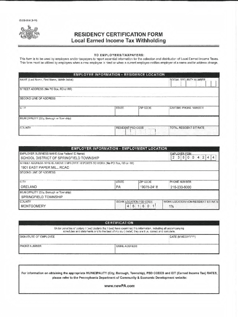 Fillable Online www.ca3.uscourts.govsitesca3RESIDENCY CERTIFICATION ...