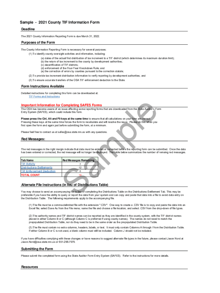 Fillable Online www.osa.state.mn.uscounty-tif-form-sampleCounty TIF ...