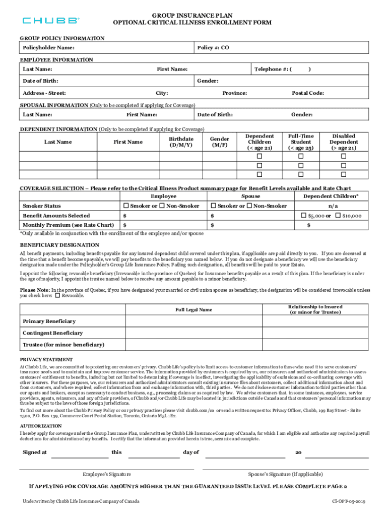 Fillable Online www.myplanportal.comCI-Accident-Enrollment-FormGroup Critical Illness and ...