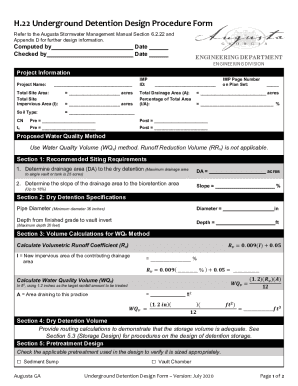 Fillable Online H.22 Underground Detention Design Procedure Form Fax ...