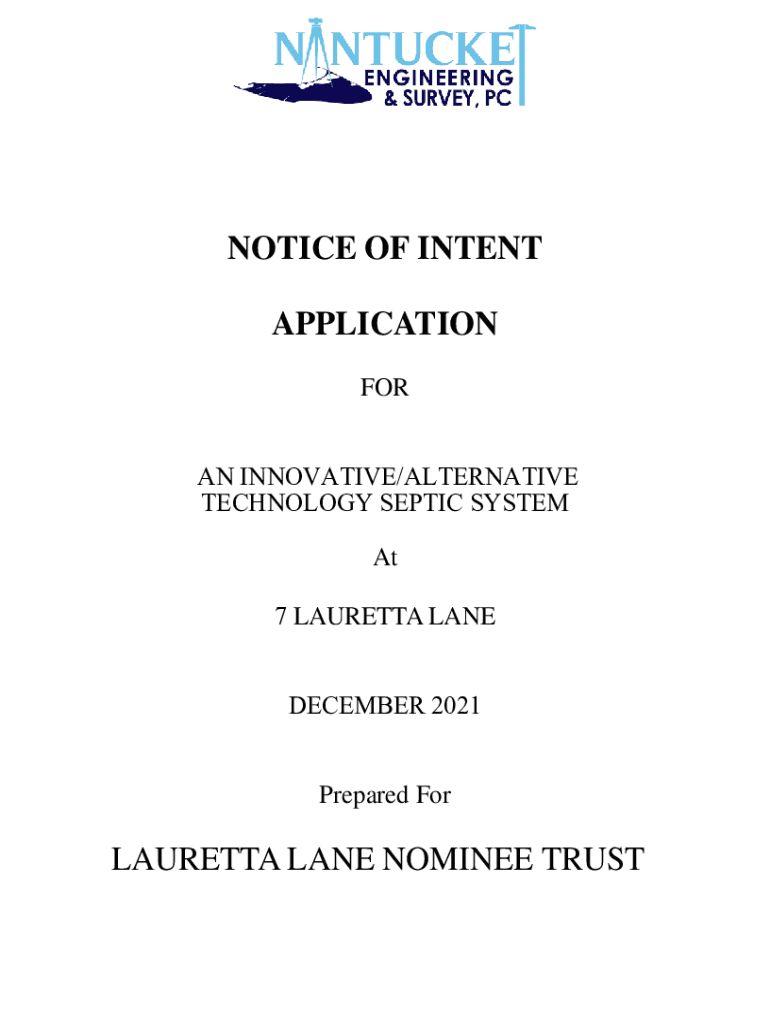 Fillable Online NOTICE OF INTENT APPLICATION LAURETTA LANE NOMINEE ... Fax Email Print - pdfFiller