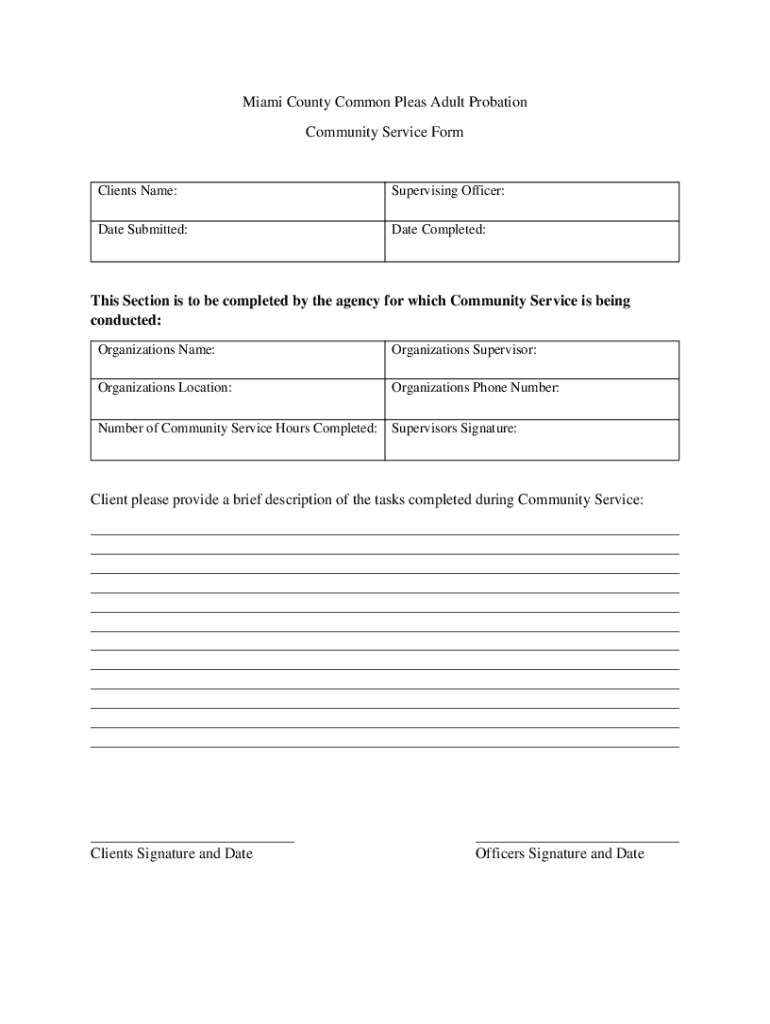 Fillable Online Miami County Common Pleas Adult Probation Community ...