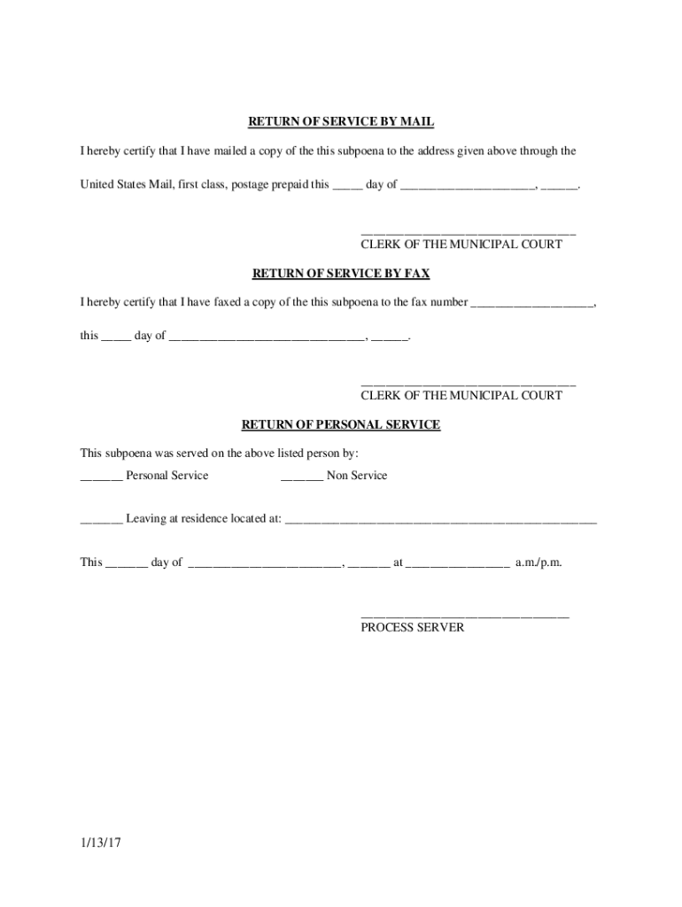 Fillable Online www.courts.phila.govpdfformsRETURN OF SERVICE/AFFIDAVIT ...