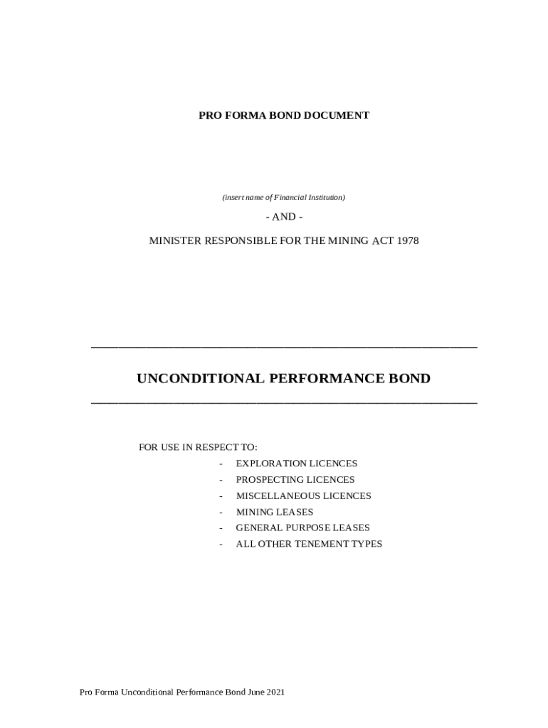 Pro a Bond Document G (for Customer Use Only) amended to include ...