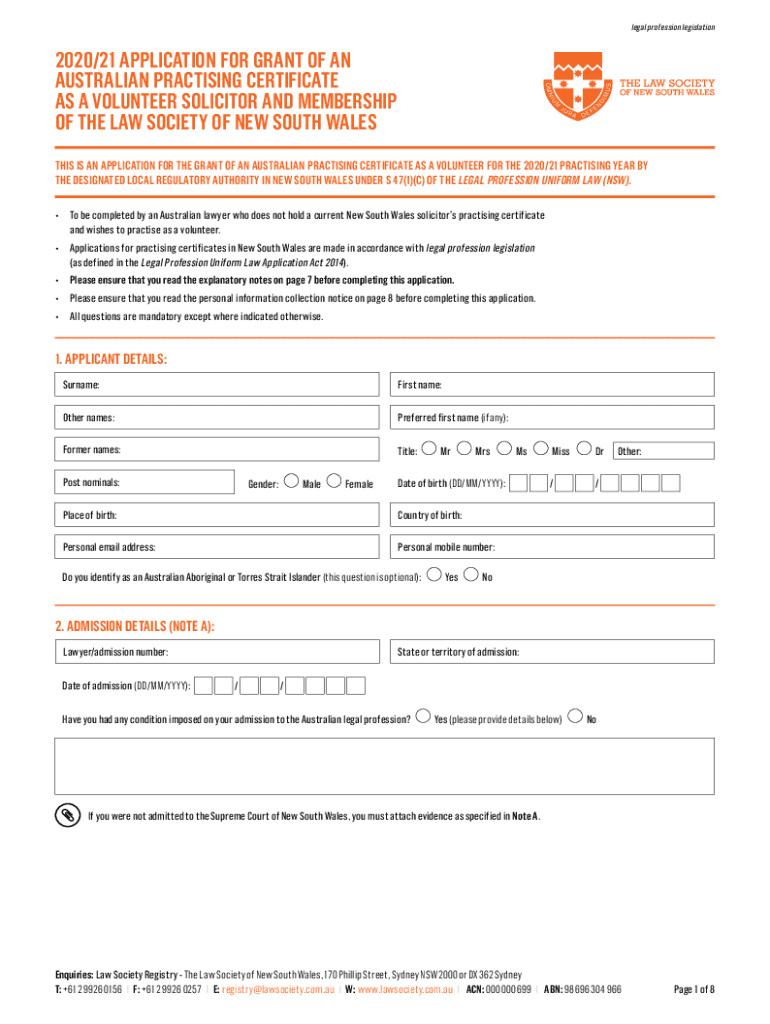 Fillable Online Practising Certificates - Queensland Law ...