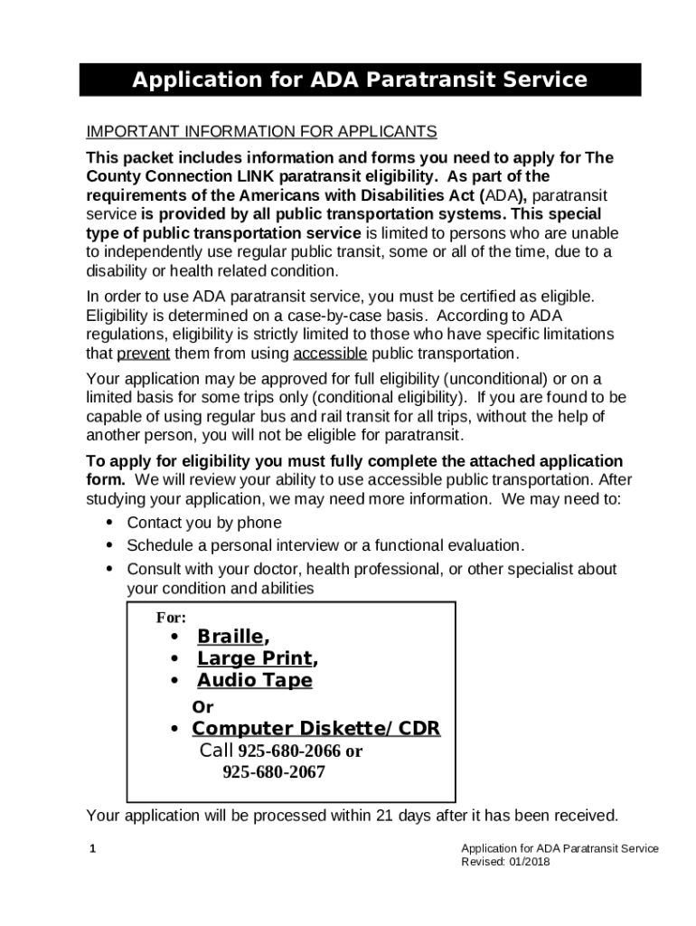 TransHelp Service Eligibility Application - PDF Free Download Doc ...