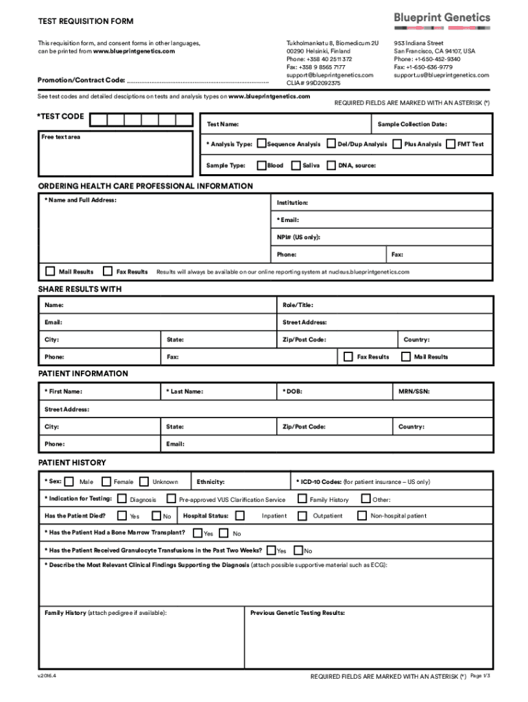 Fillable Online Fillable Online test requisition form patient ...