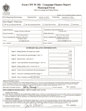 Fillable Online Form CPFM 102: Campaign Finance Report Municipal Form ...