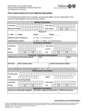 Fillable Online providers.anthem.com docs gppPrior Authorization Form for Medical Injectables ...
