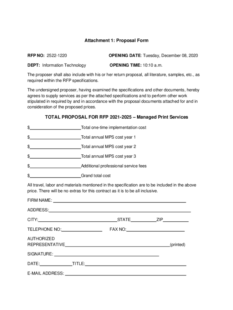 Fillable Online www.co.marion.or.usAttachmentAProposalFormAttachment A ...