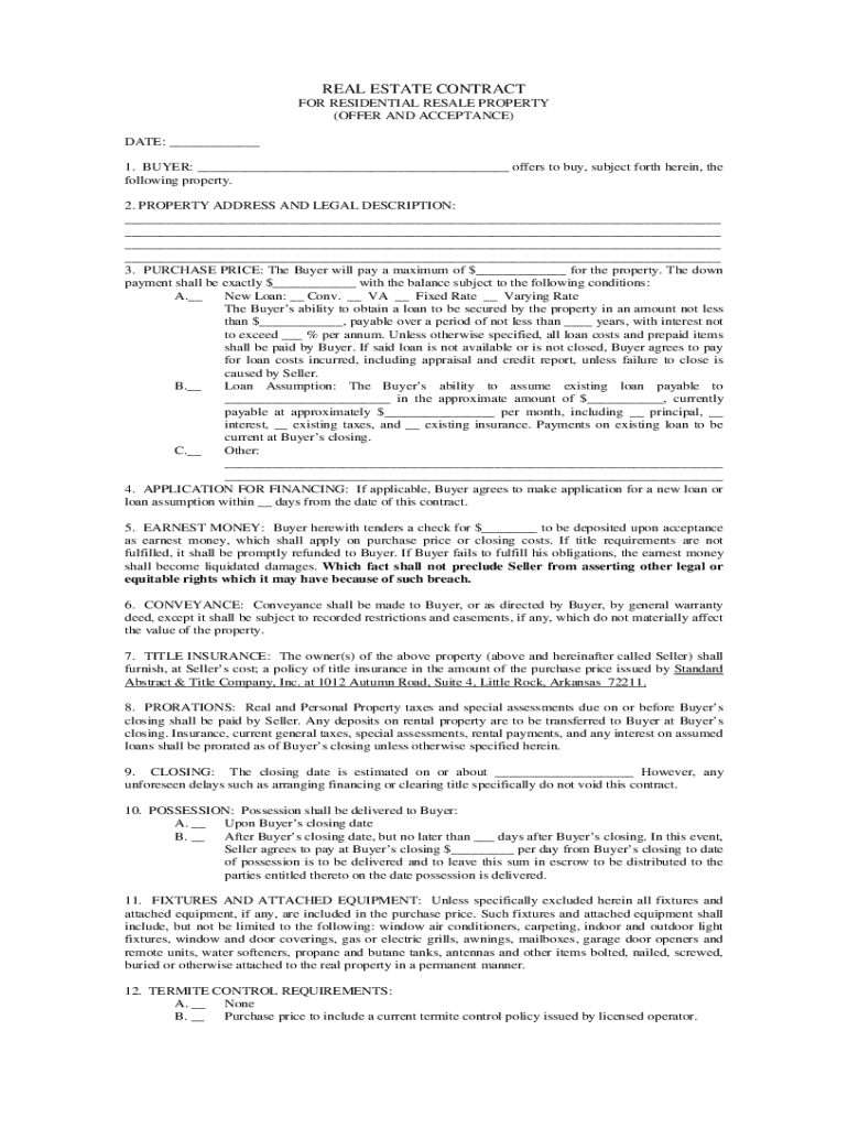 Fillable Online OFFER AND ACCEPTANCE.doc Fax Email Print - pdfFiller