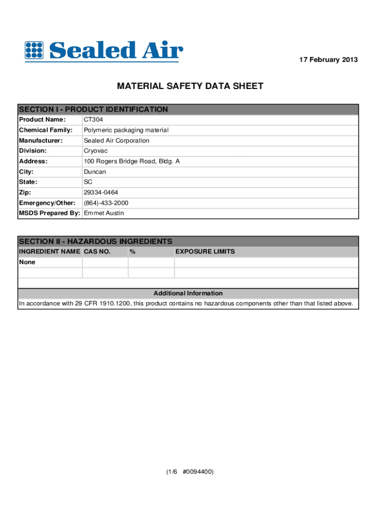 Fillable Online cocodoc.comform60243720-material-safety-dataMaterial ...