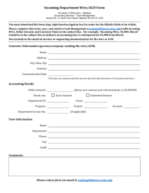 Fillable Online businessservices.wisc.edudocumentsincomingIncoming Payment via Wire/ACH Form ...