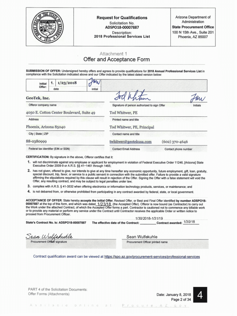 Fillable Online spo az spo.az.govsitesdefaultOffer Forms (Attachments ...