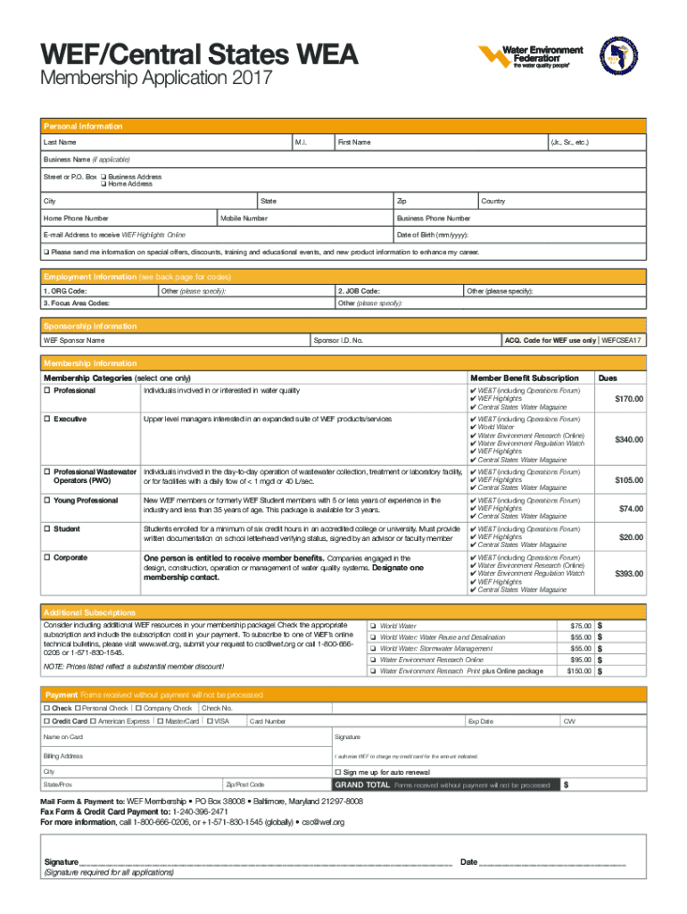 Fillable Online forms.wef.orge-wef-membership-applicatione-WEF ...