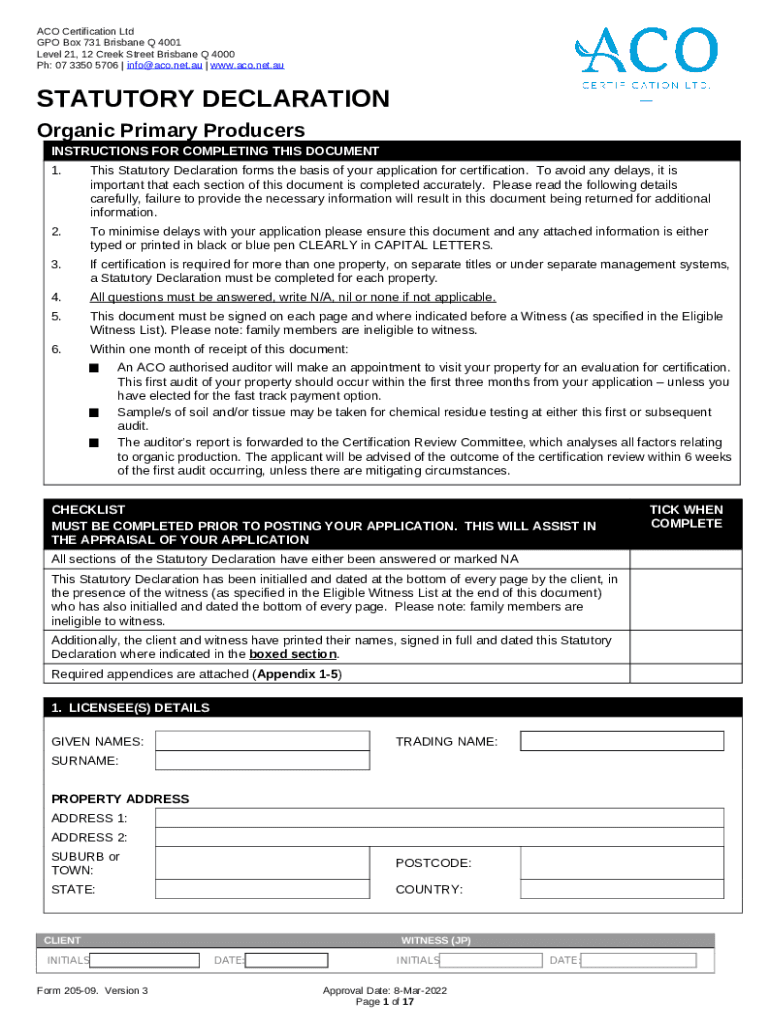 23305 Statutory Declarationstatutory Declaration Fill
