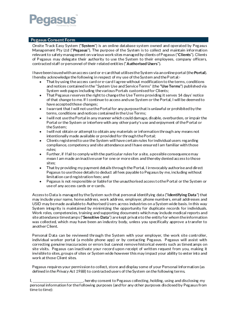 Fillable Online railsafetyworker.com.auwp-contentuploadsPegasus Consent ...