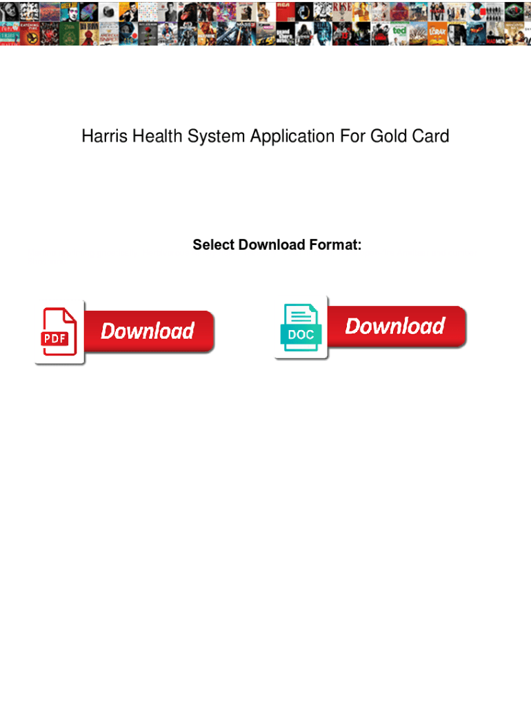 Fillable Online Harris Health System Application For Gold Card. Harris ...