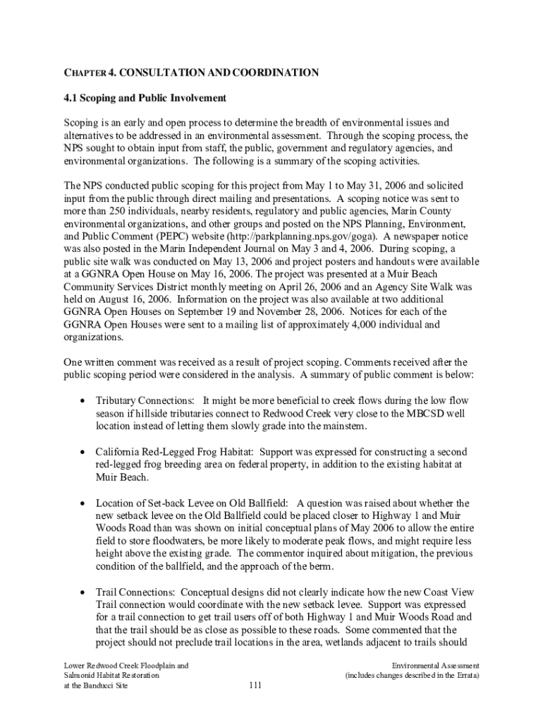 Fillable Online Chapter 4. Consultation And Coordination 4.1 Scoping