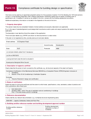 Fillable Online Form 15 Compliance certificate for building design ...