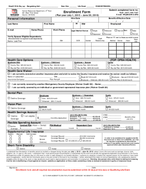 Fillable Online Submit completed form to: Enrollment Form - Montgomery ...