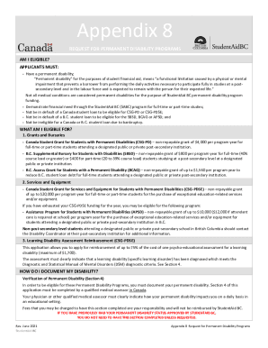 Fillable Online studentaidbc.caform-libraryappendix82122Appendix 8 - studentaidbc.ca Fax Email ...