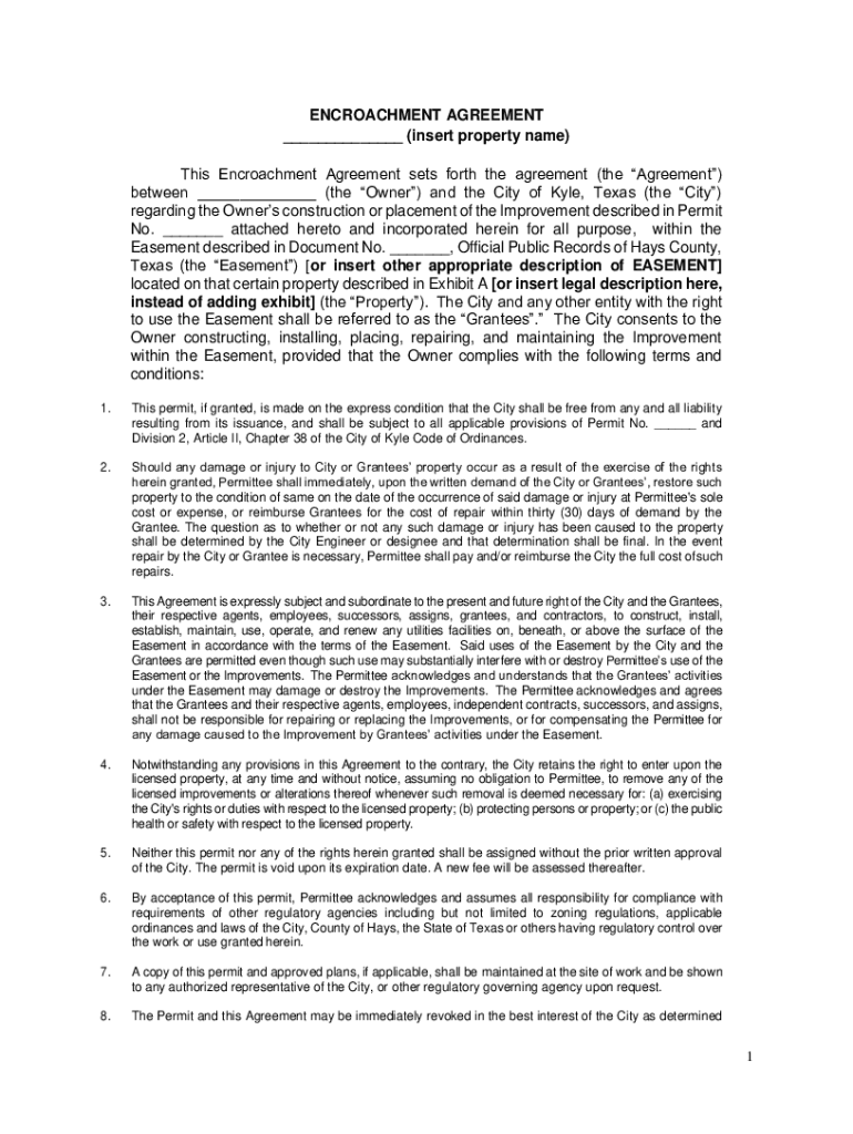 Fillable Online www.getfreelegalforms.comencroachment ...