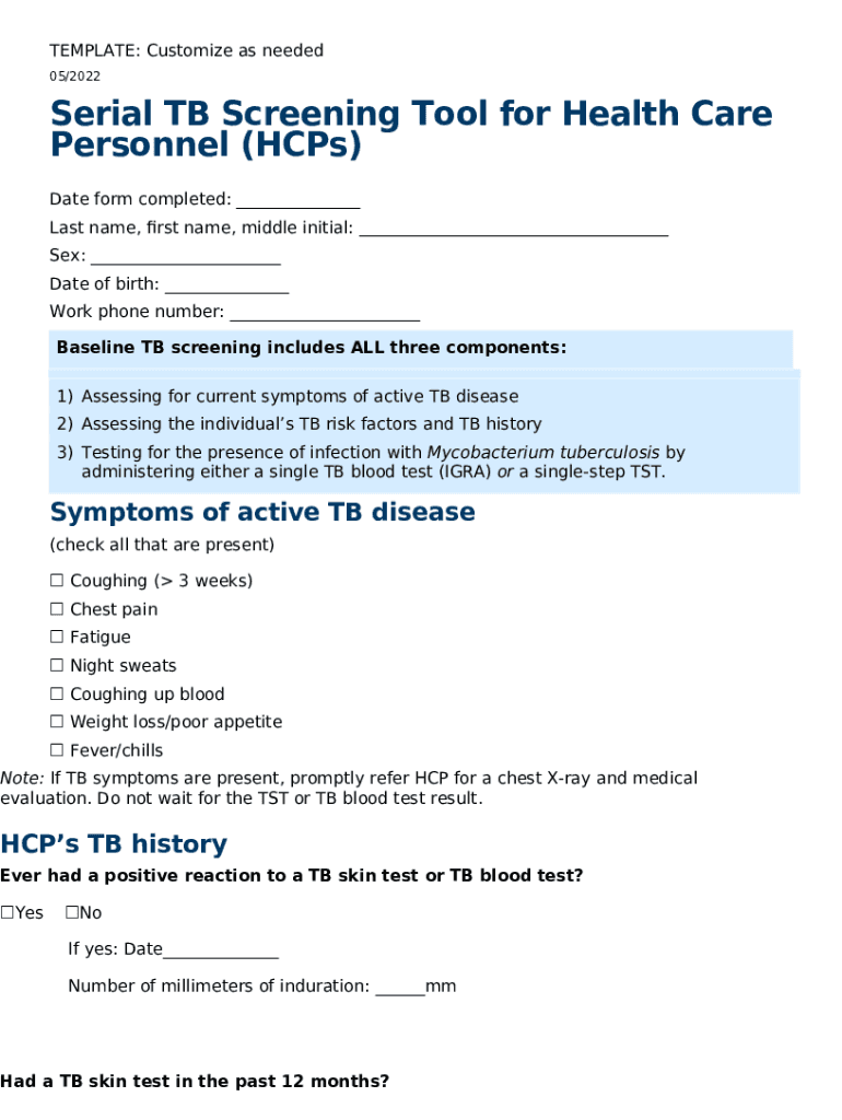 www.health.state.mn.usdiseasestbSerial TB Screening Tool for HCPs ...